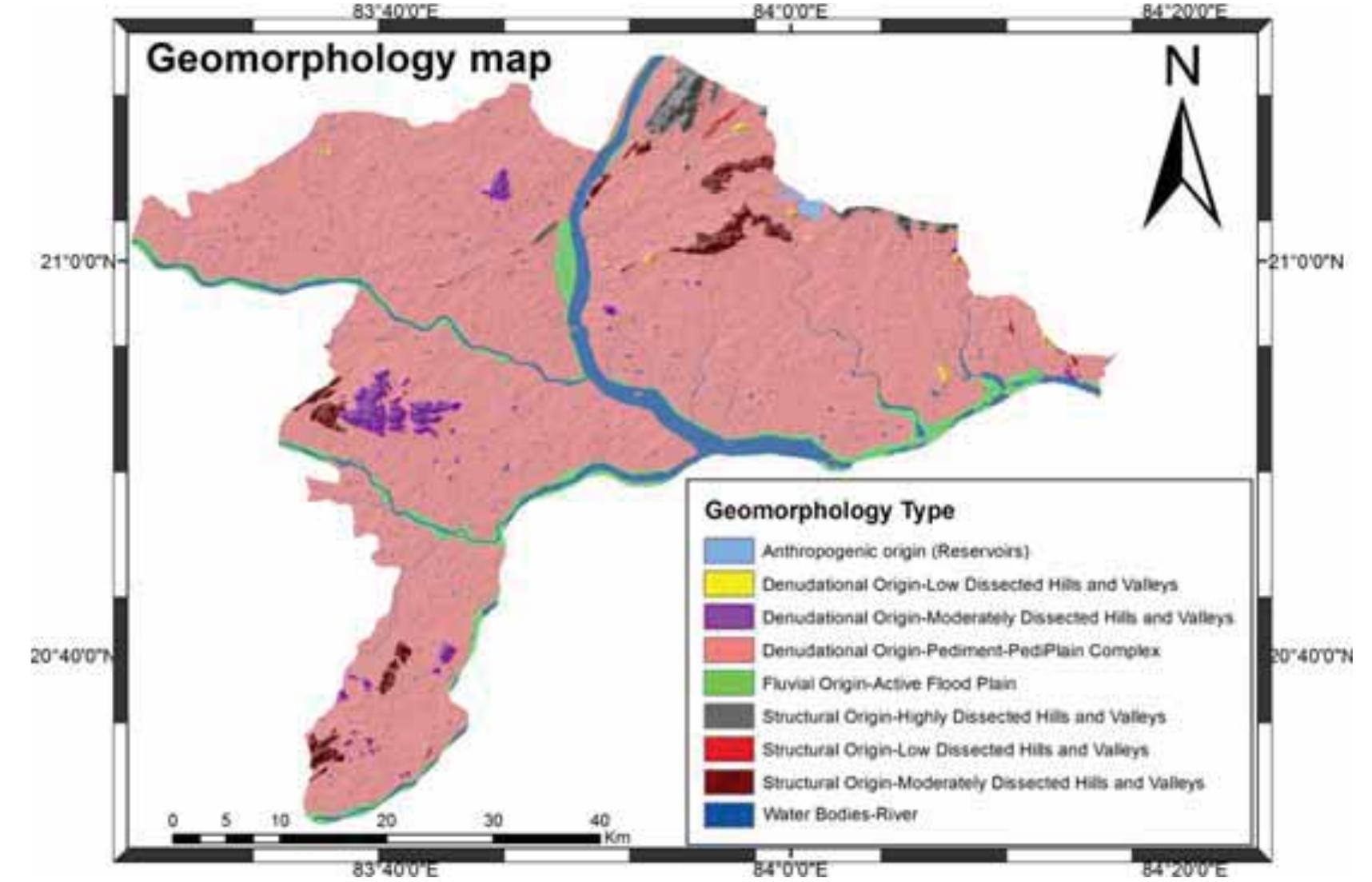 Geomorphology map of sonepur district, odisha.