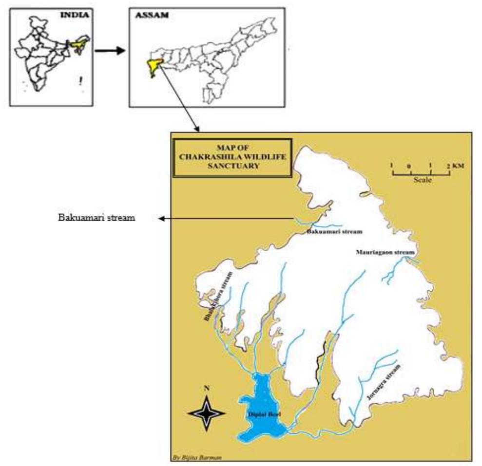 Map of india followed by map of assam showing the position