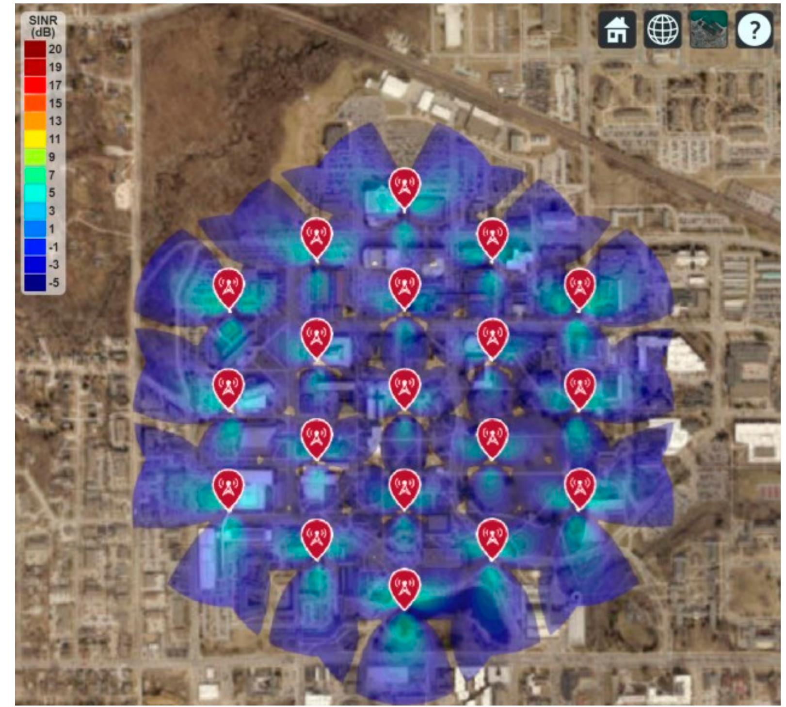 5g network coverage and sinr map for a single antenna