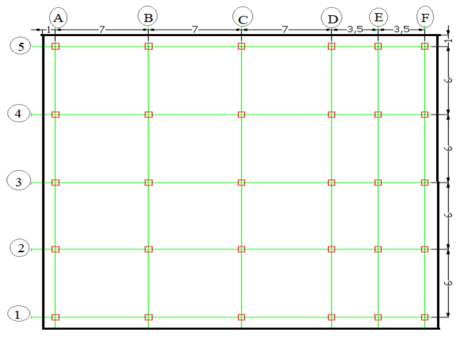Raft layout. the spacing of raft in x- side is 6 meters and