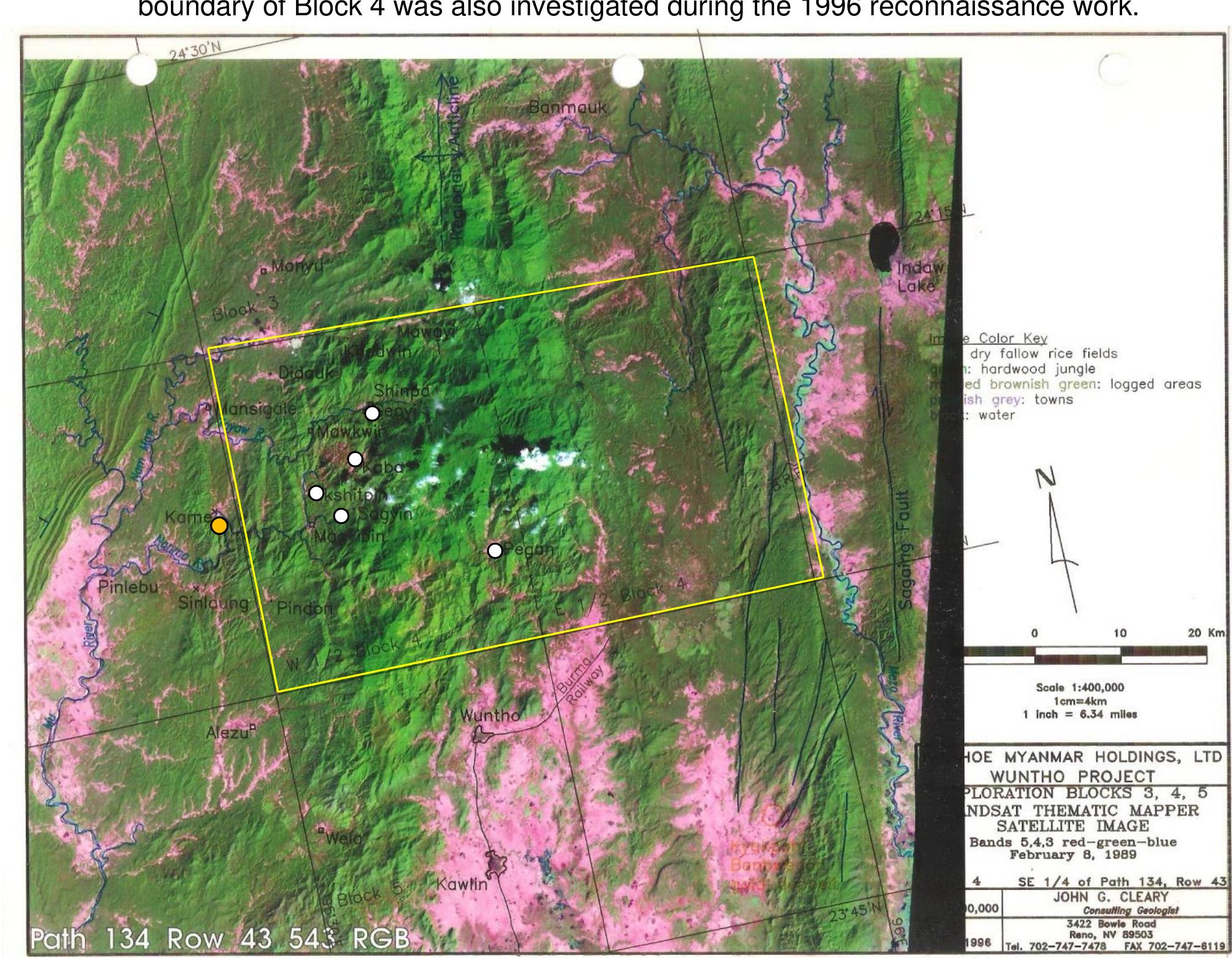 Satellite image map showing the five identified mesothermal
