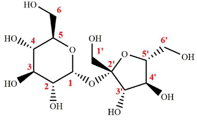Chemical structure of sucrose.