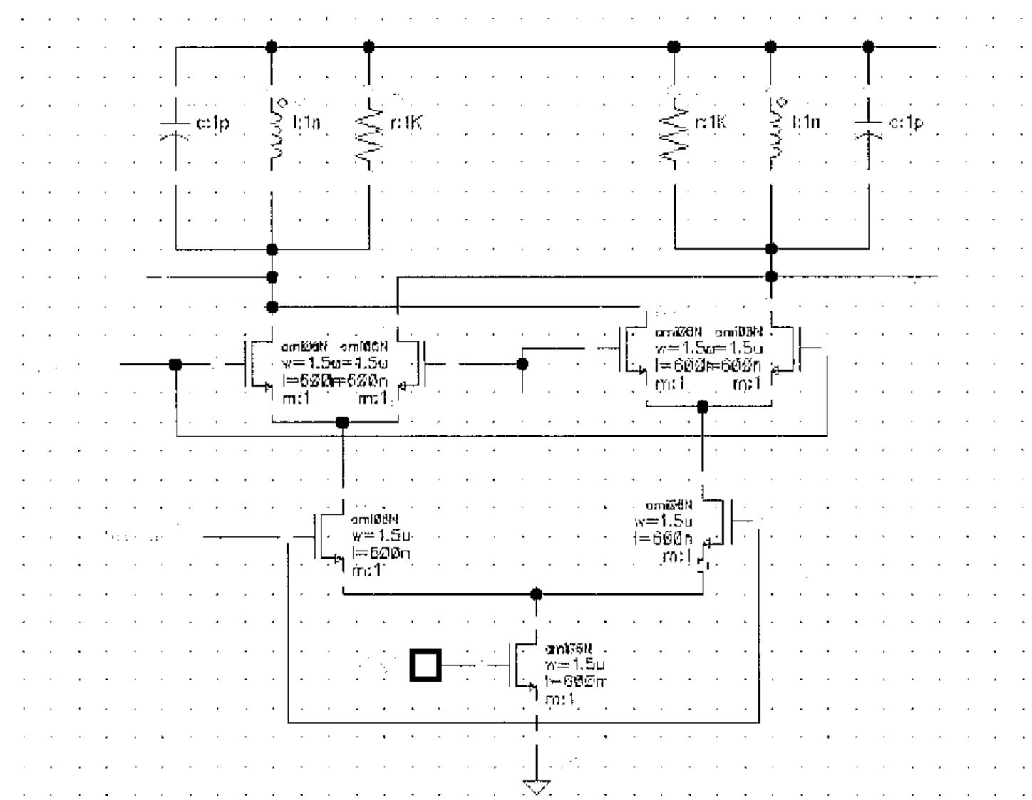 Schematic of a gilbert cell with differential inputs