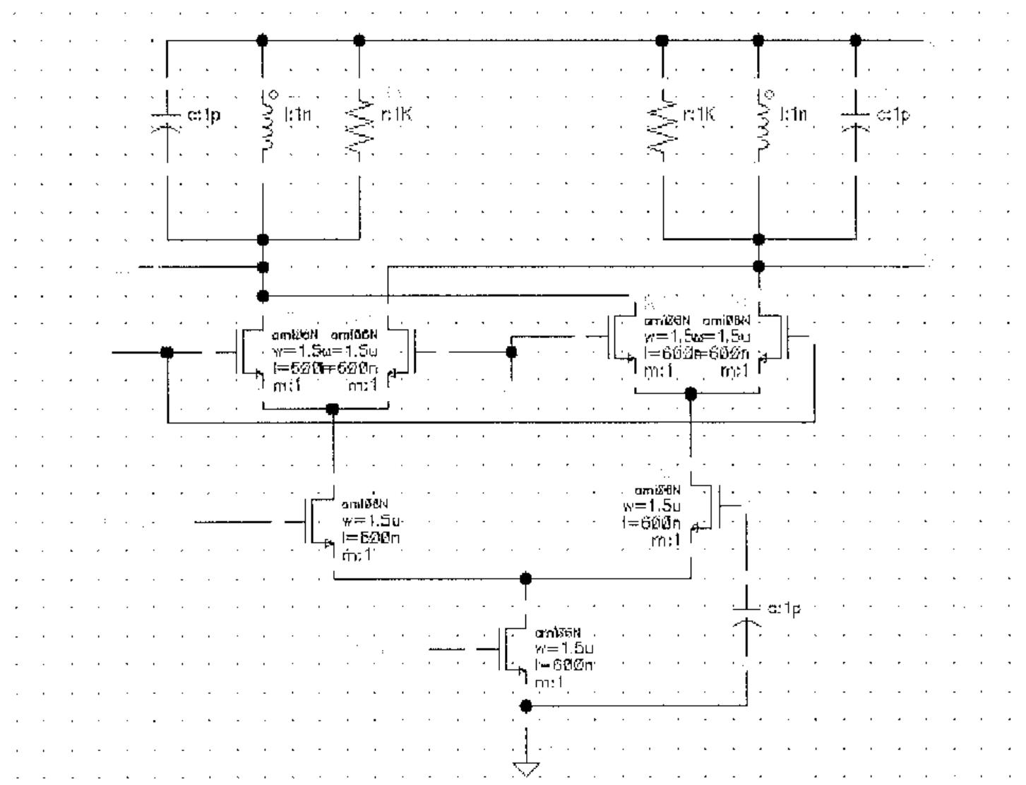 Schematic of a gilbert cell with single-ended inputs