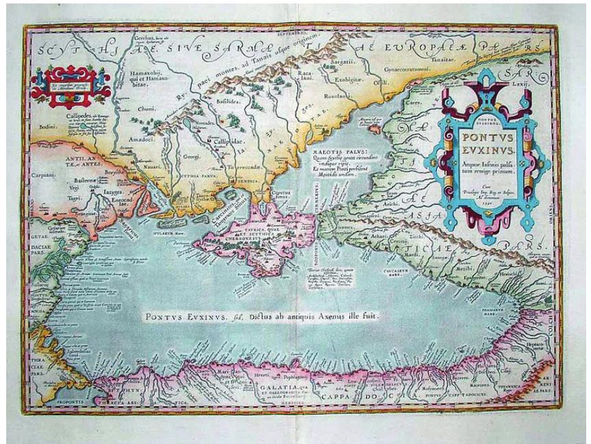 Map of the black sea and environs from the 1624 latin edi-