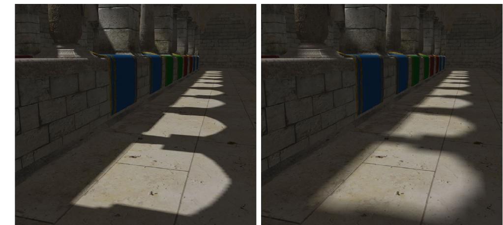 (a) shadows using shadow map- (b) shadows using shadow map-