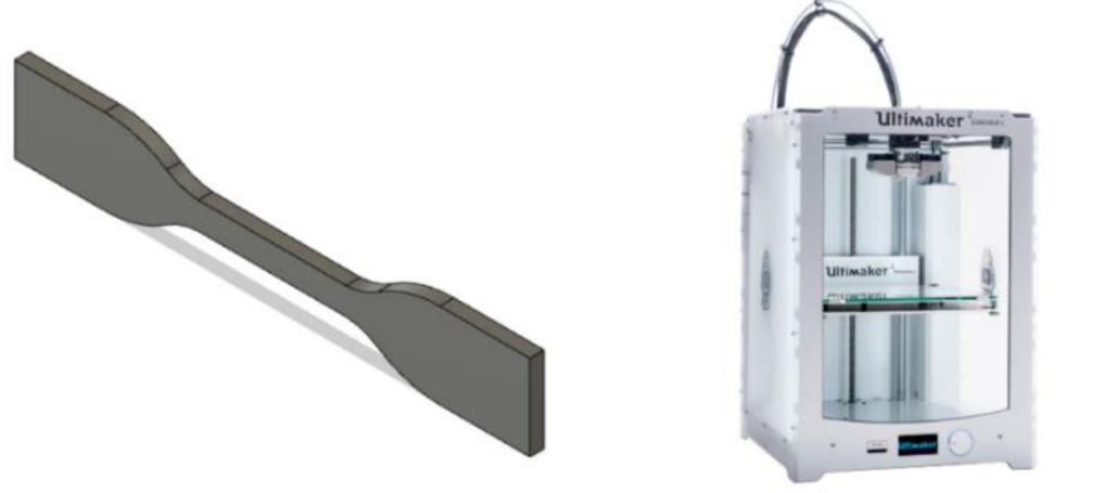 1 cad model of tensile specimen _‘ fig. 2.2 ultimaker 2