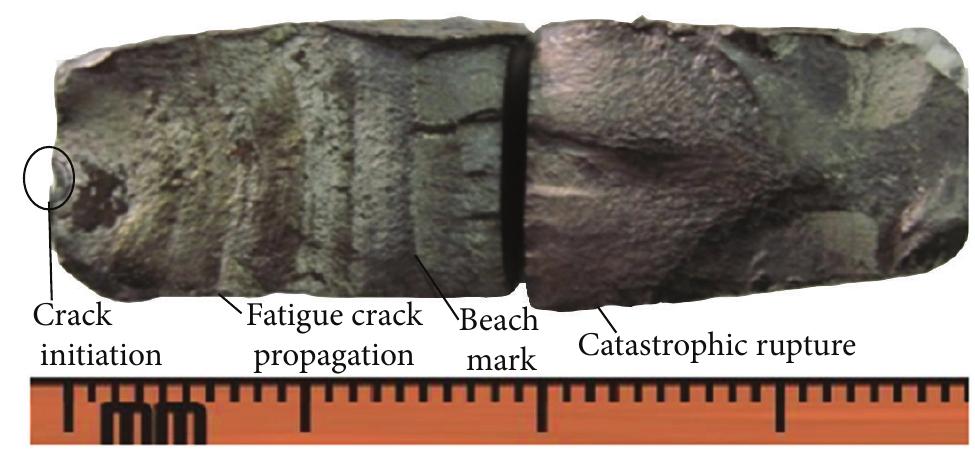 Ficure 6: fatigue fracture cross section of rapping hammer