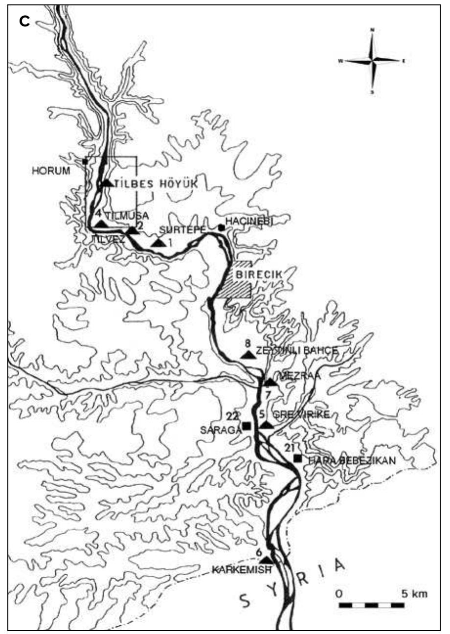 A. map of the middle euphrates with the surveys in the