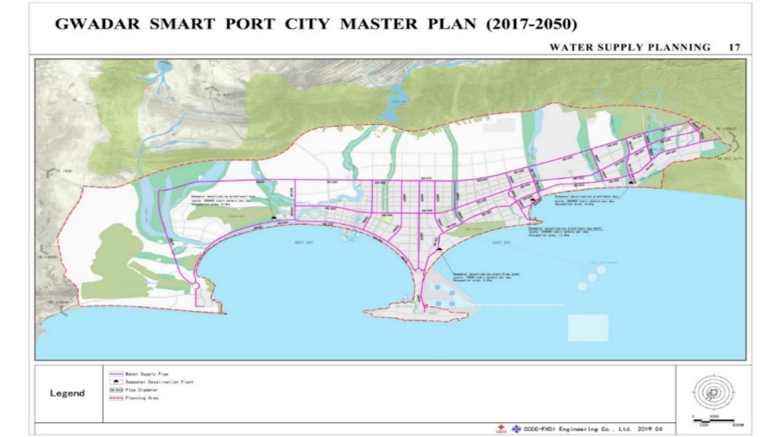 Map showing gwadar smart port city master plan (2017-2050)