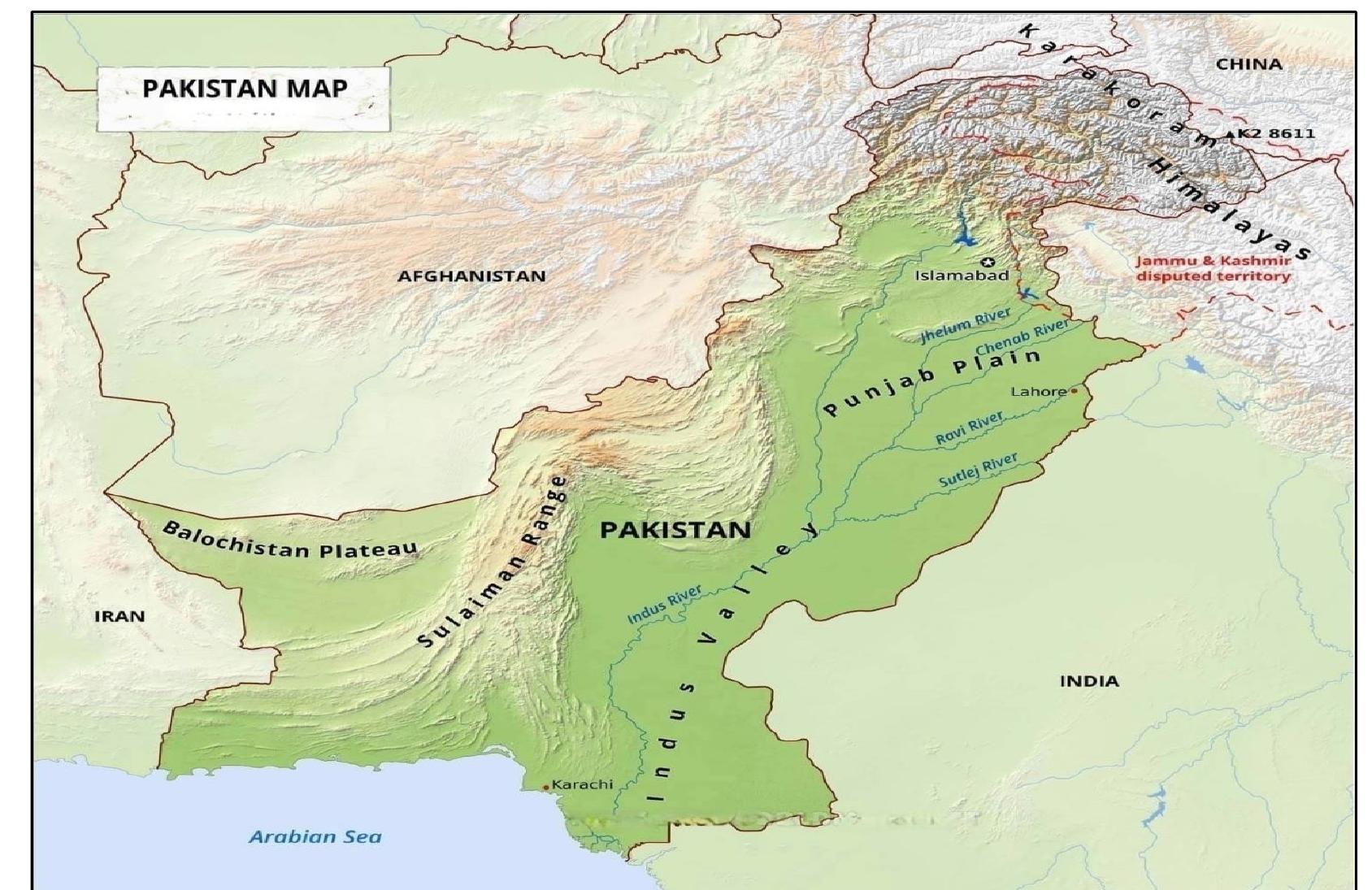 Geographical map of pakistan. figure 1 is a geographical map