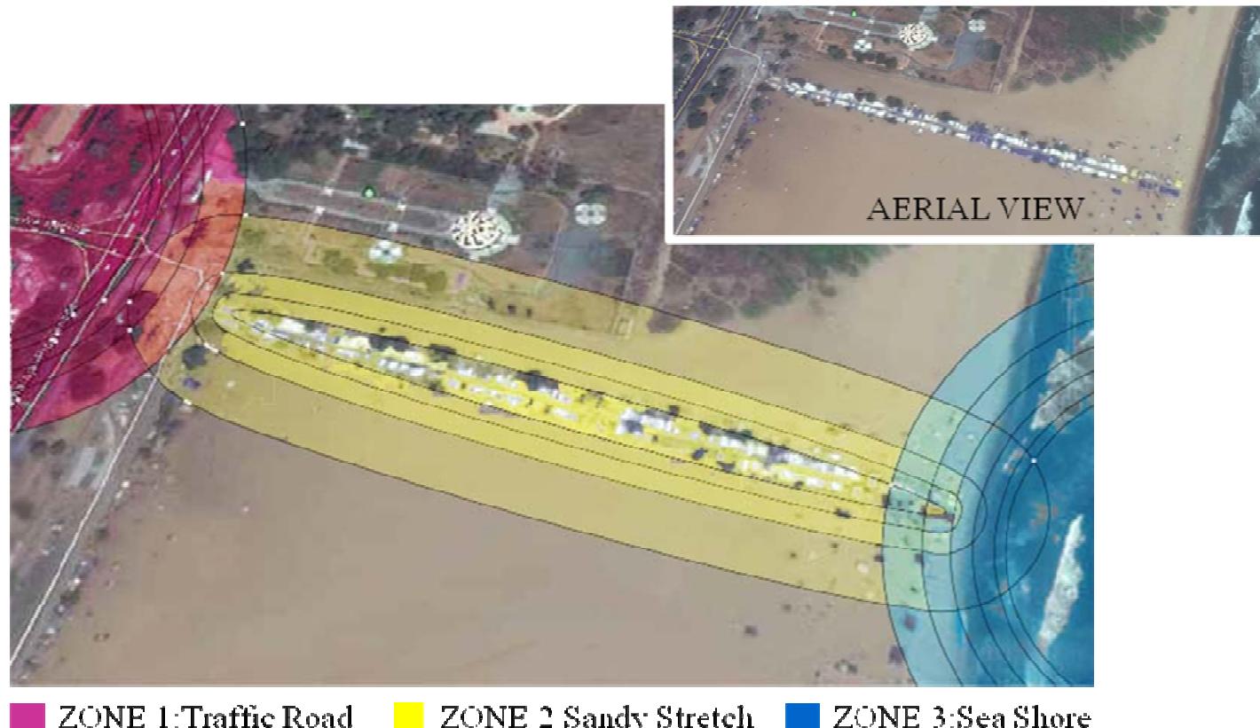 - location of the three zones three different zones on the