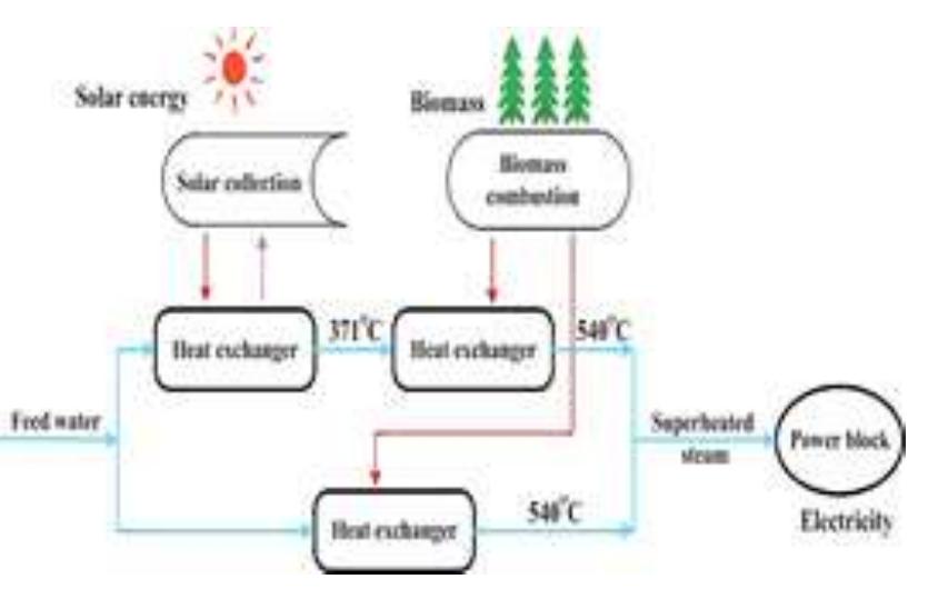 Basic process flow diagram of a biomass combustion power