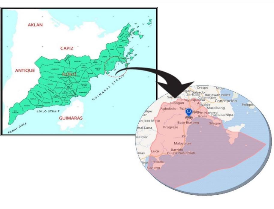 Shows the map of northern iloilo, philippines, showing the