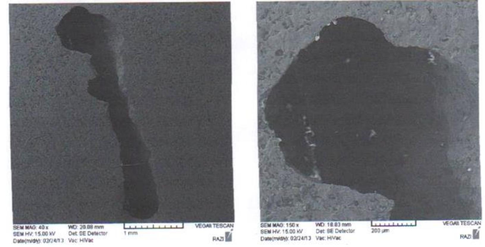 (4) sem images of pitting corrosion in 316l tube.