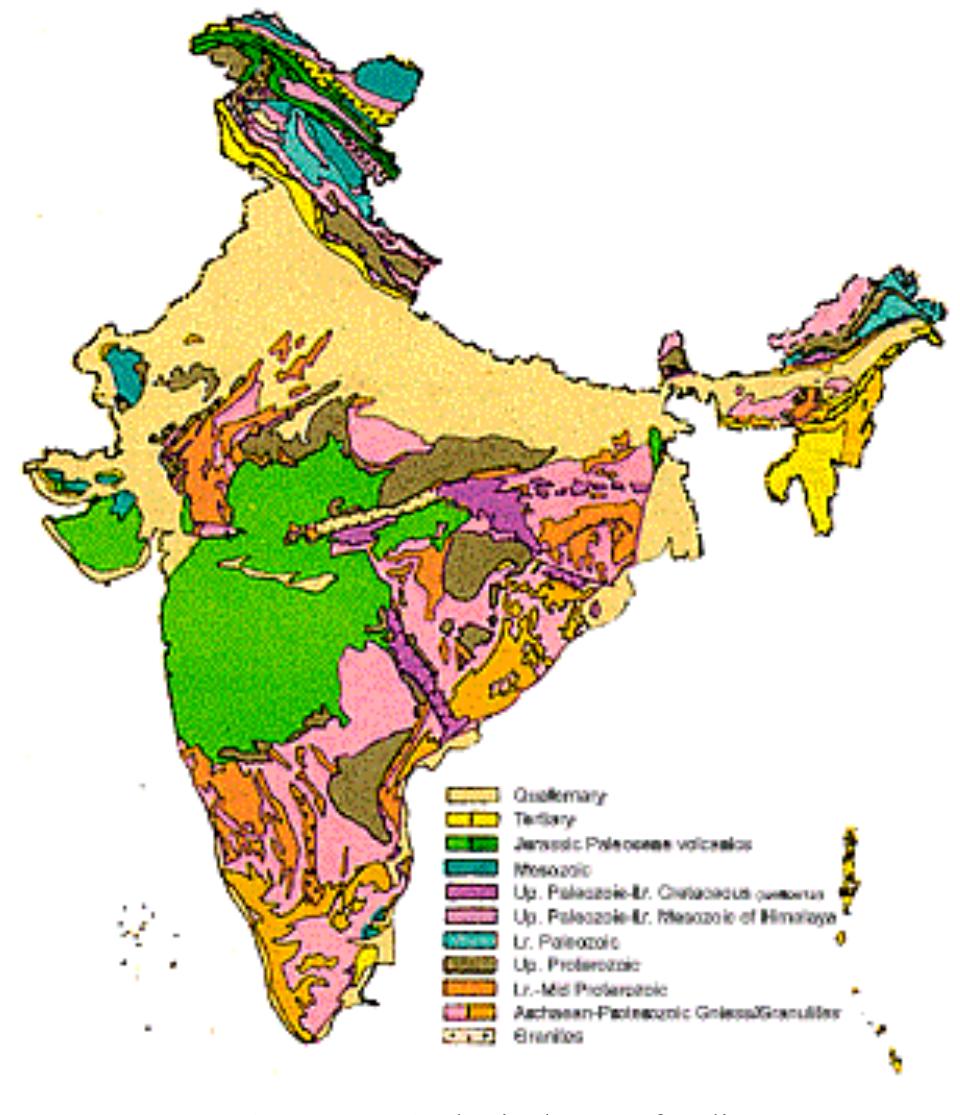 | geological map of india source: geological survey of