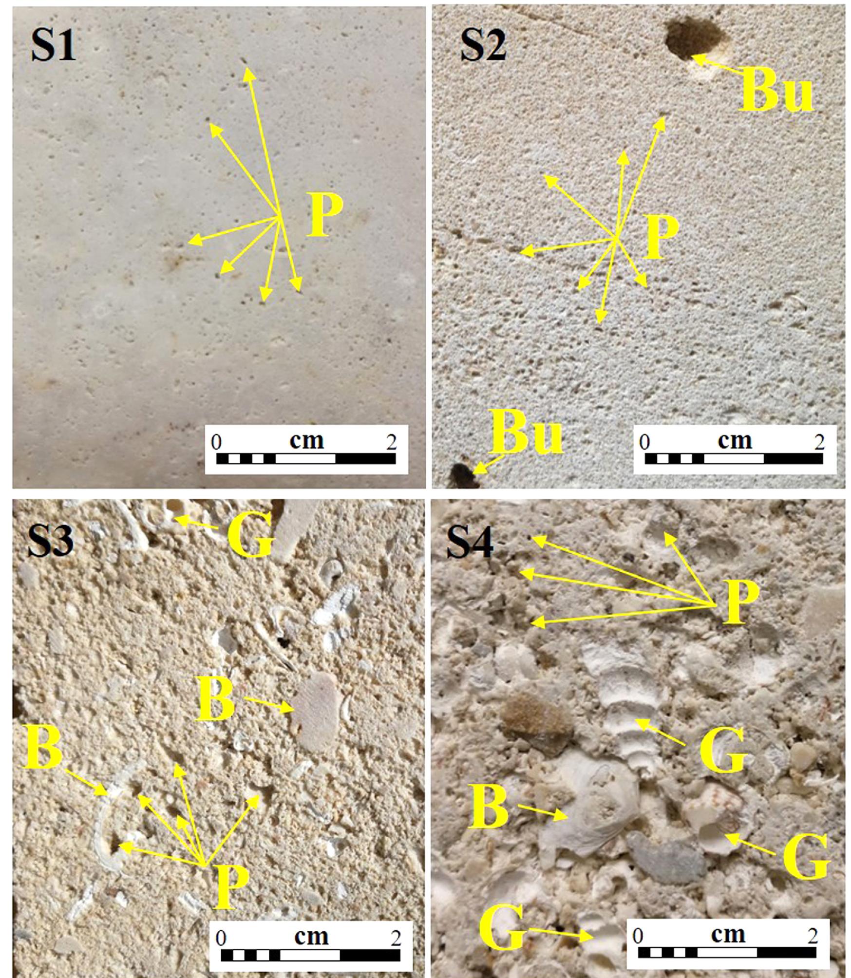 Naked-eye view of main building stone types used in fuwairit