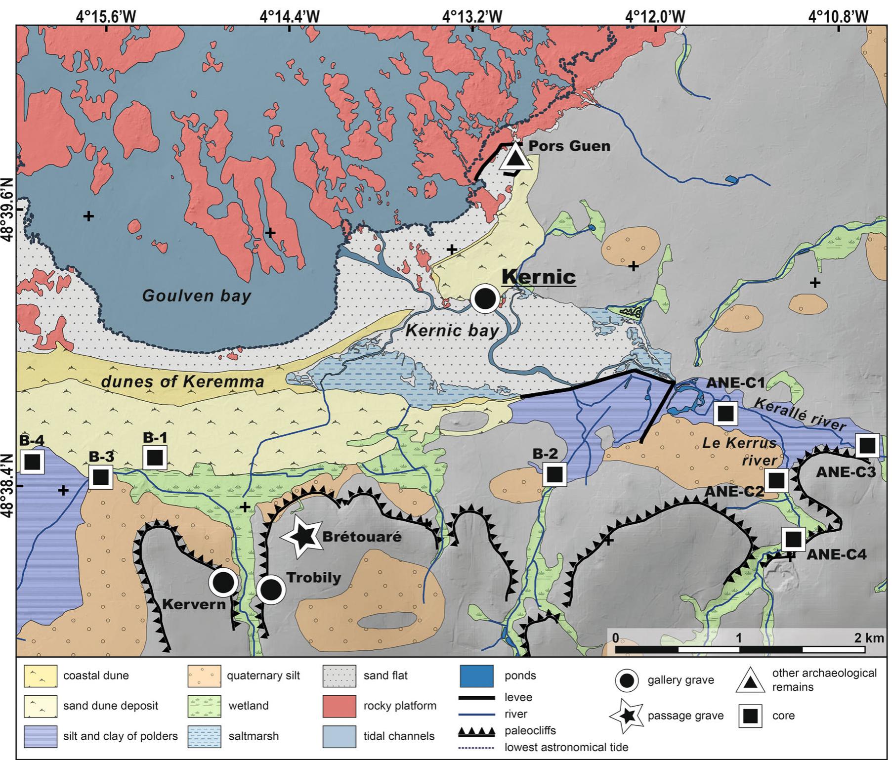 Geomorphological map of the kernic bay area showing the