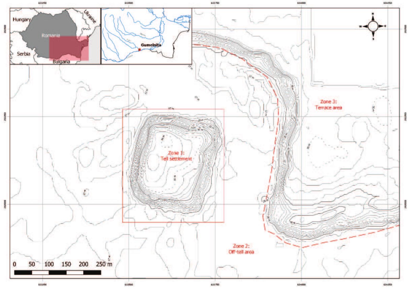 Research areas and location of the gumelnita site. ii.