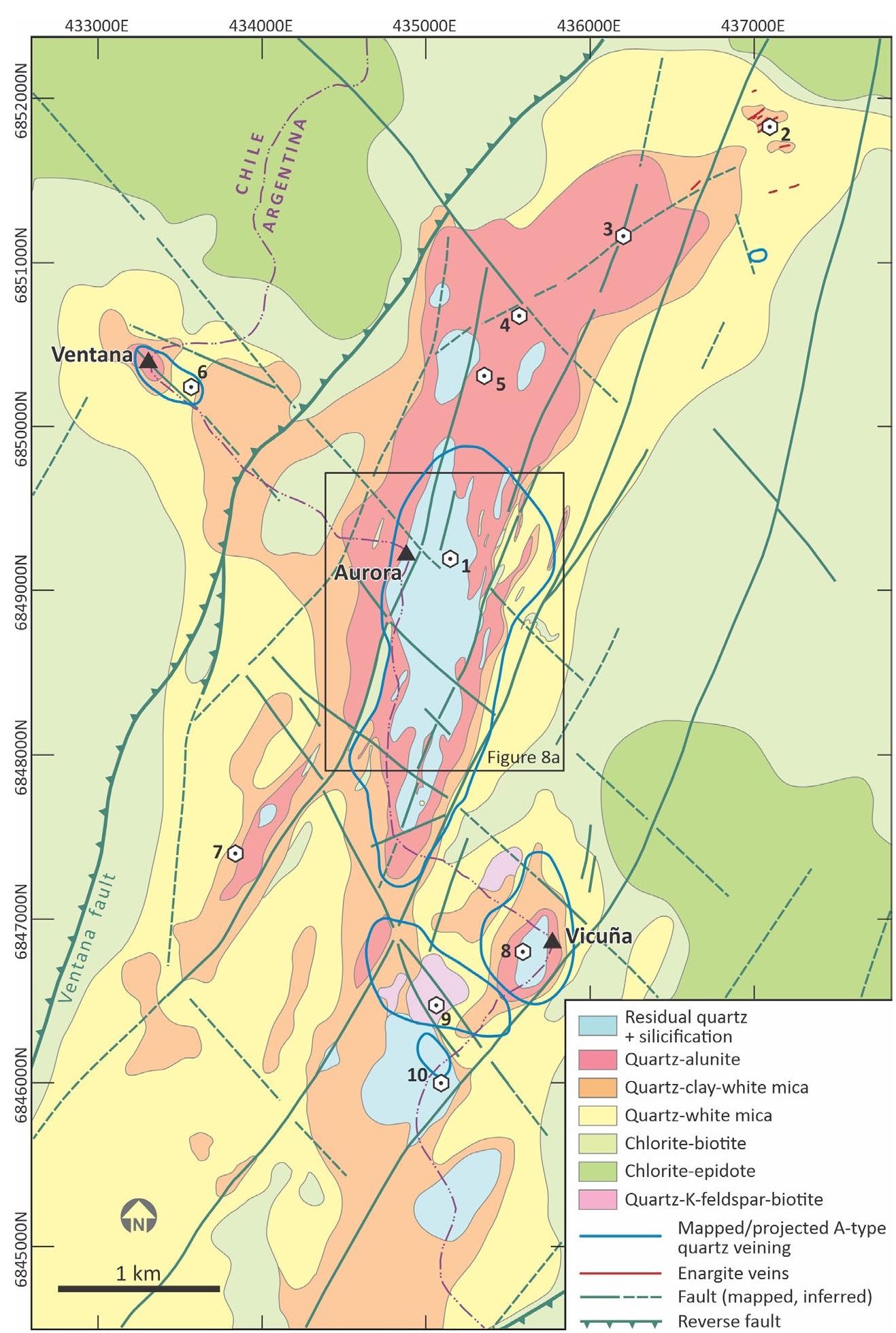 Surface alteration map of filo del sol alignment (see fig. 4