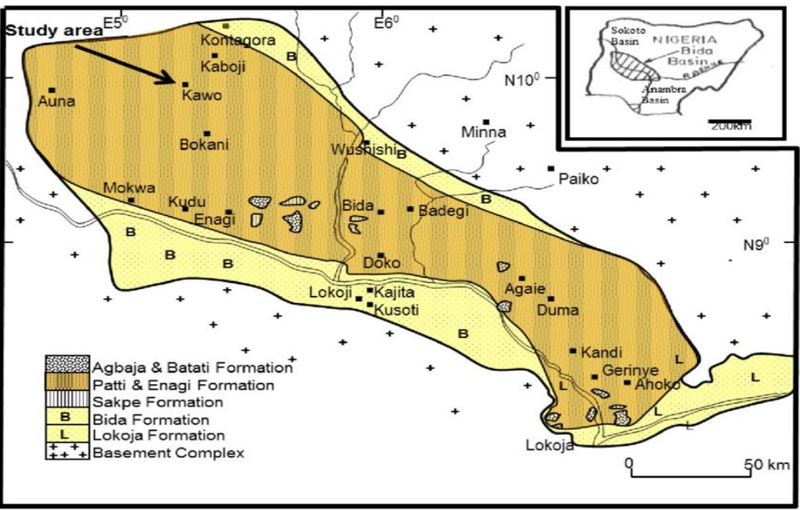 Simplified geological map of the bida basin (after braide,
