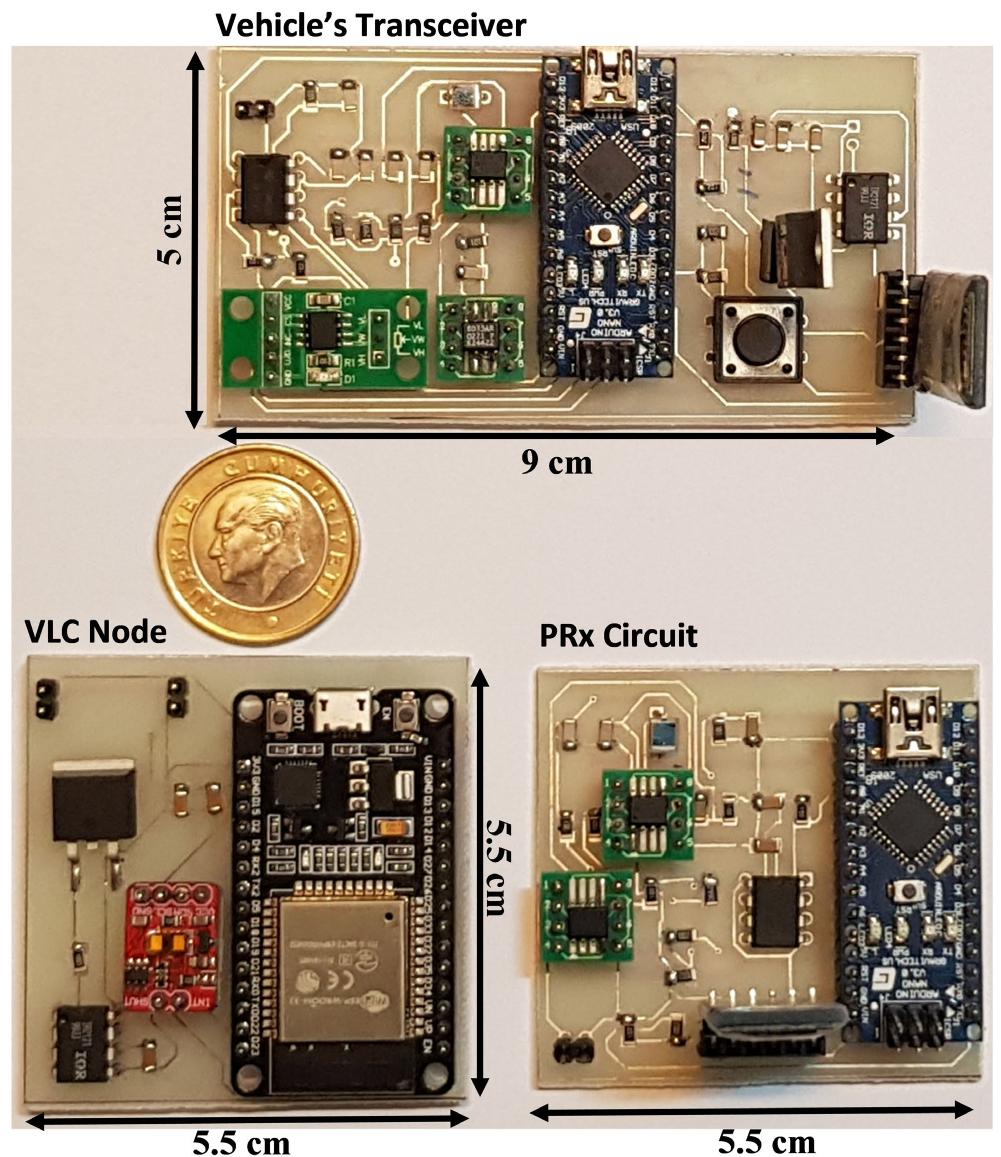 The 2-layer pcb circuits of the designed parking system.