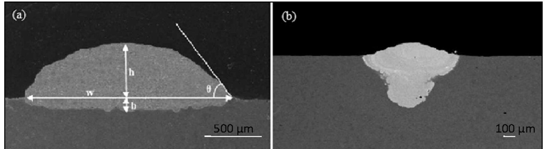 Sem cross-sectional images of (a) laser clad coating [21],