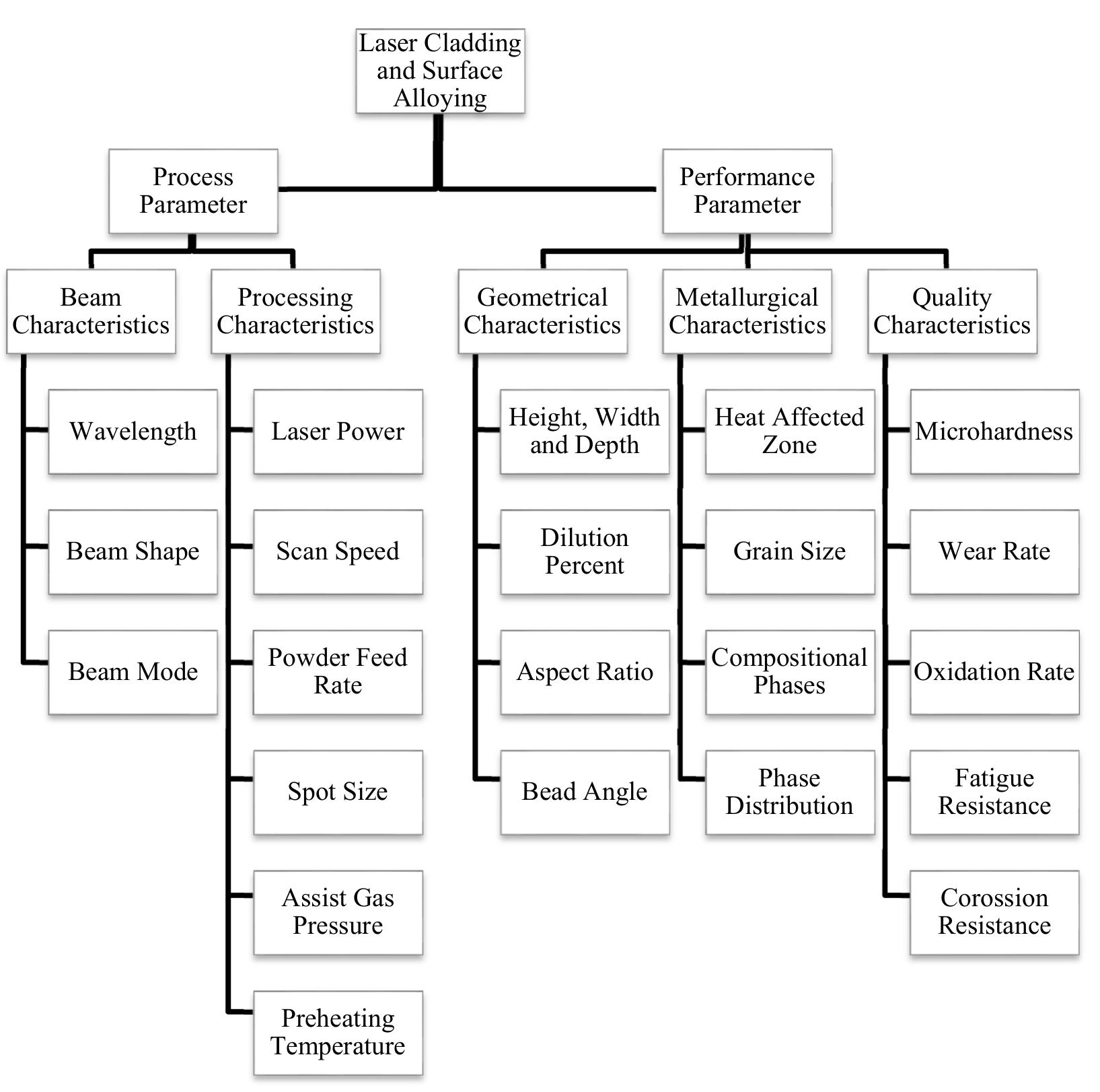 Block diagram of process and performance parameters in laser