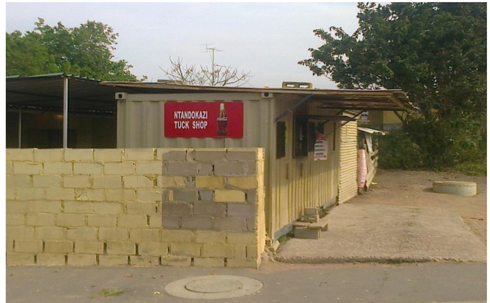 A container converted to a tuck shop from being a tavern