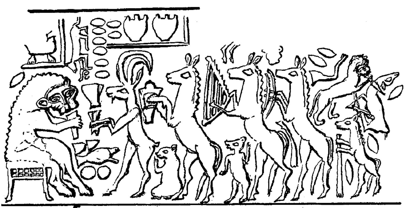 Protodynastic seal from ur (from legrain 1936: n.384). the
