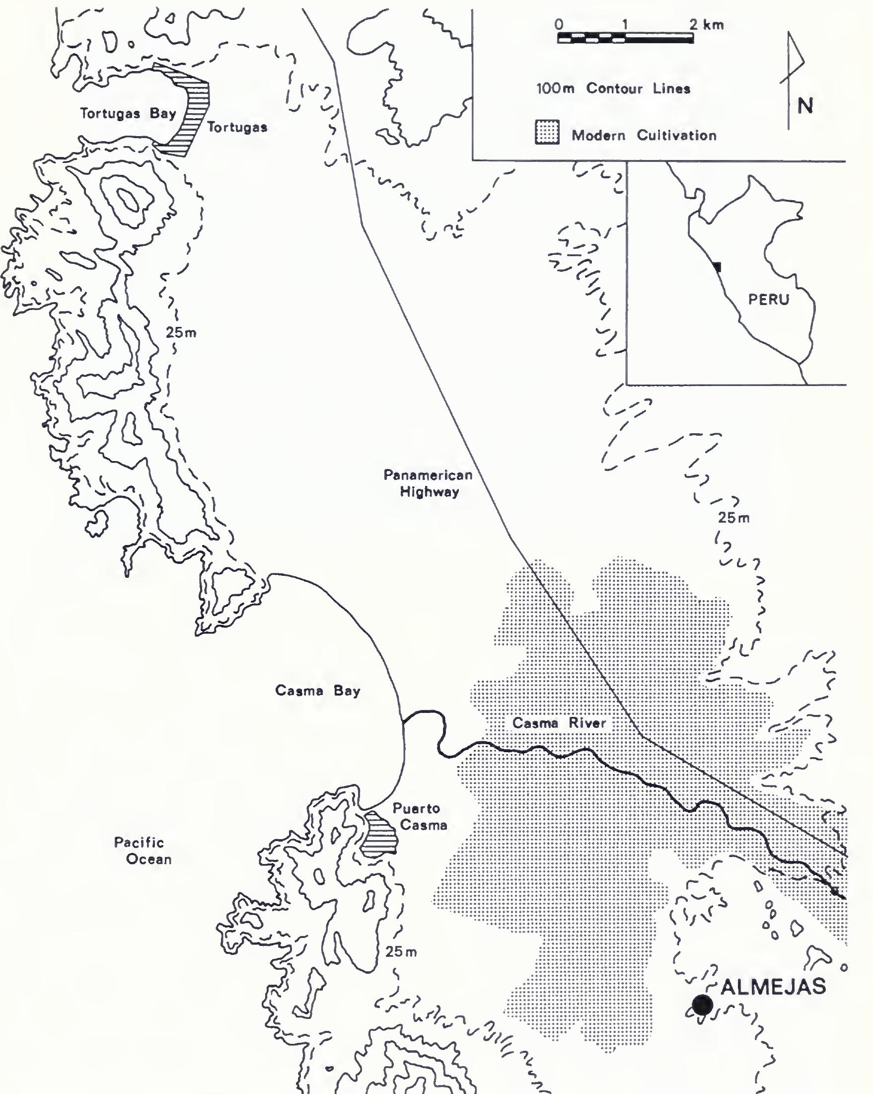 Map of the lower casma valley showing the location of the