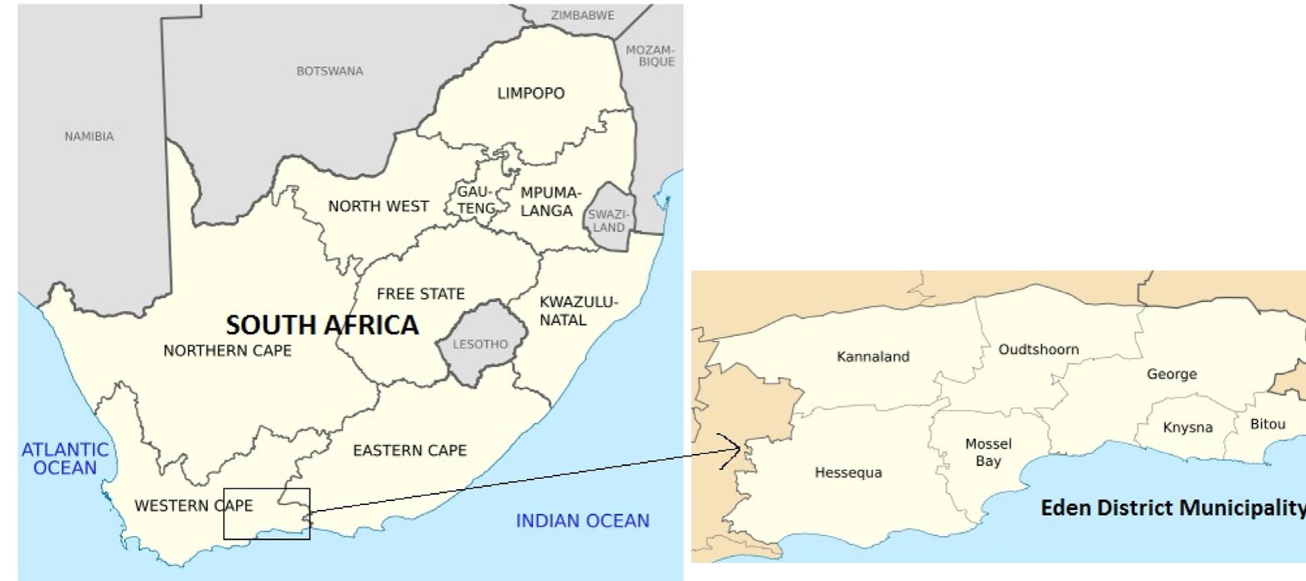 Map of western cape and eden district. the research
