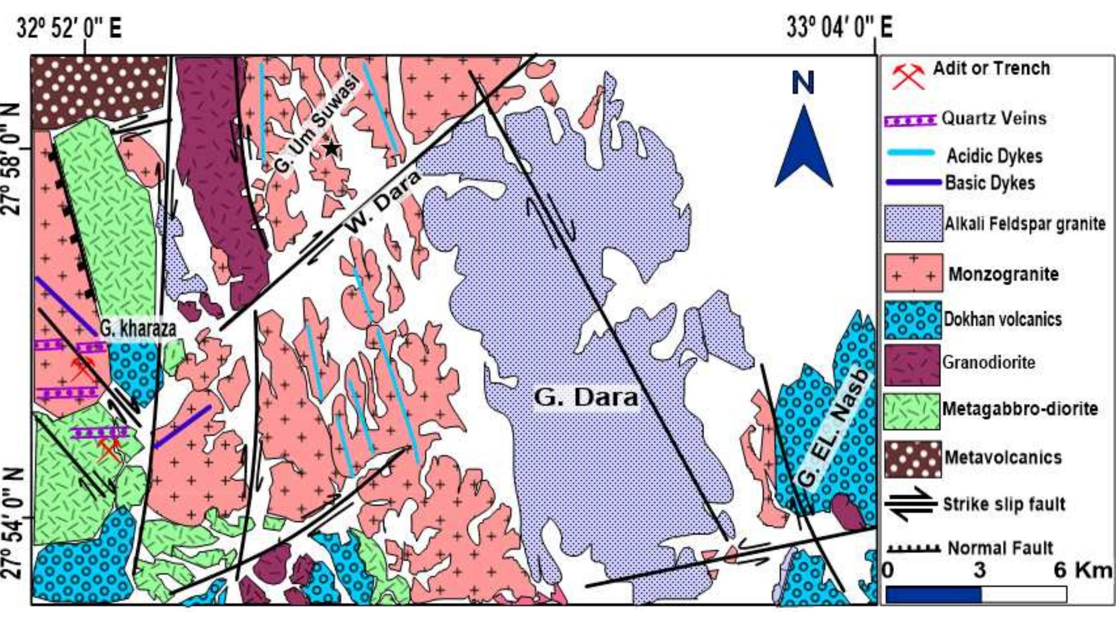 Geological- structural map of the dara area (modified after