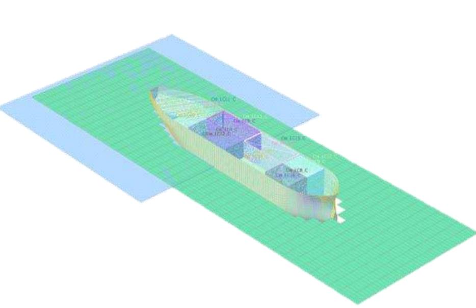 3d hull model of the fpso vessel considering the sea level