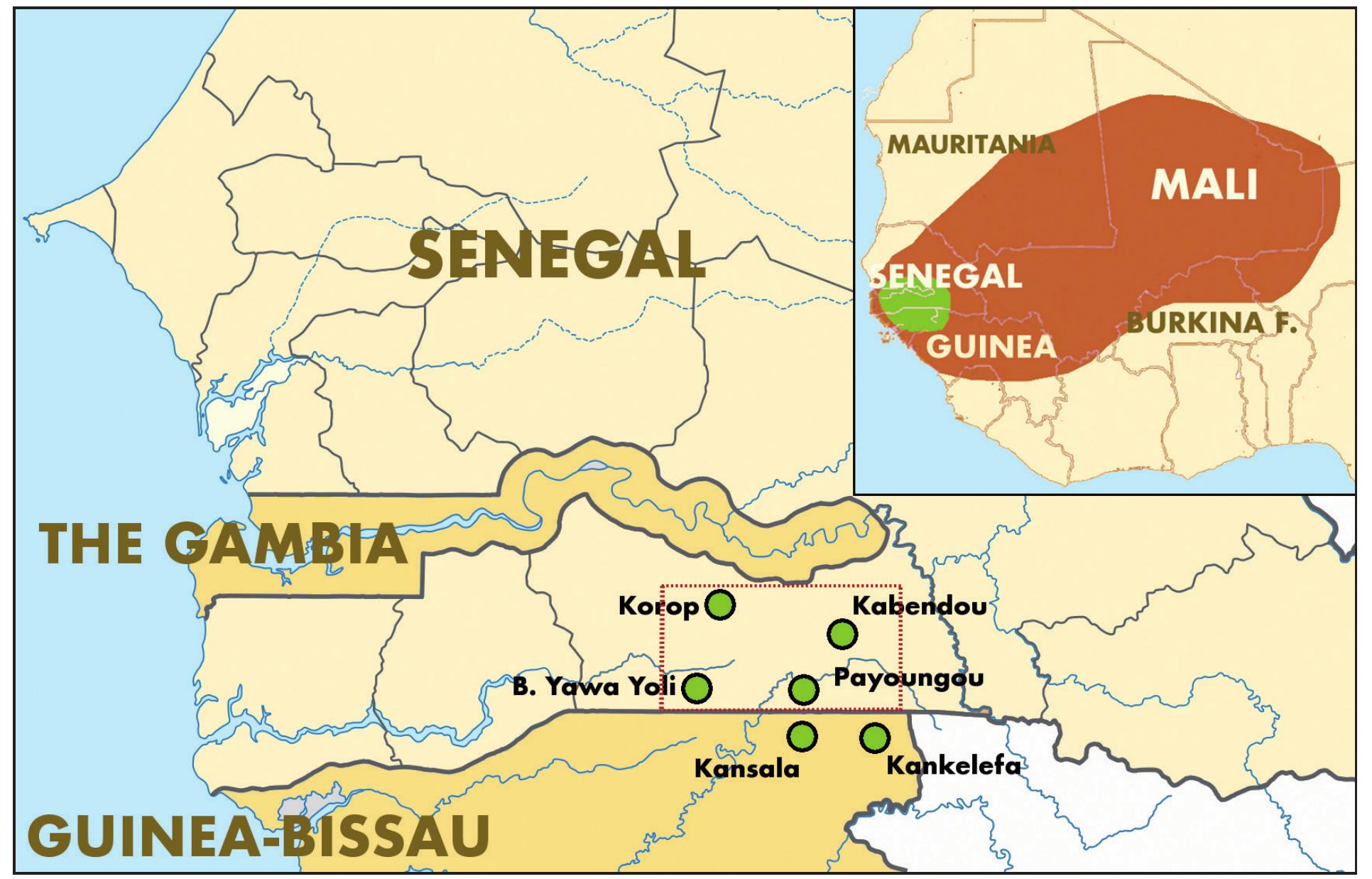 Map of the senegambia with key sites mentioned in the text