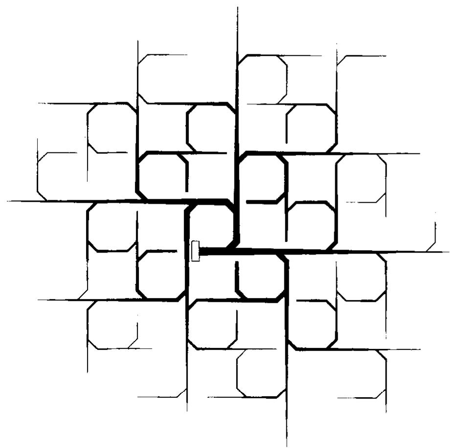 Congestion lattice with ¢4 = 3 units and tpg = | unit (type