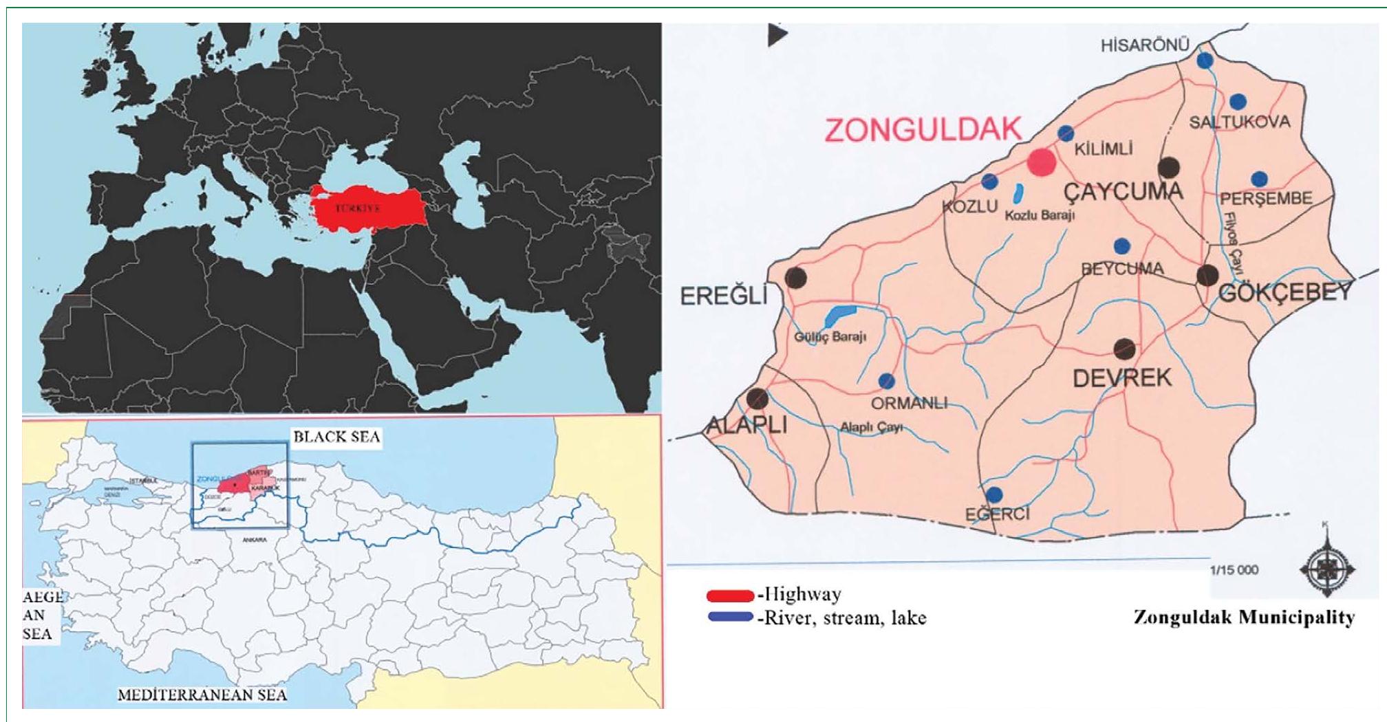 I. location of zonguldak, turkey and the western black sea
