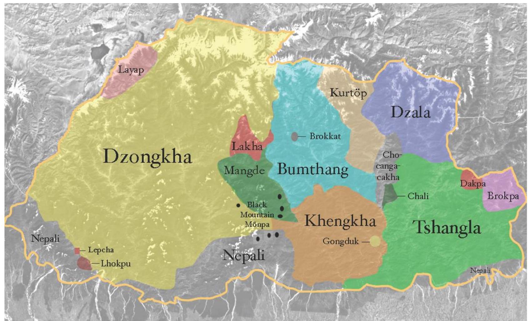 1: linguistic map of bhutan. (van driem 2019) a section 2