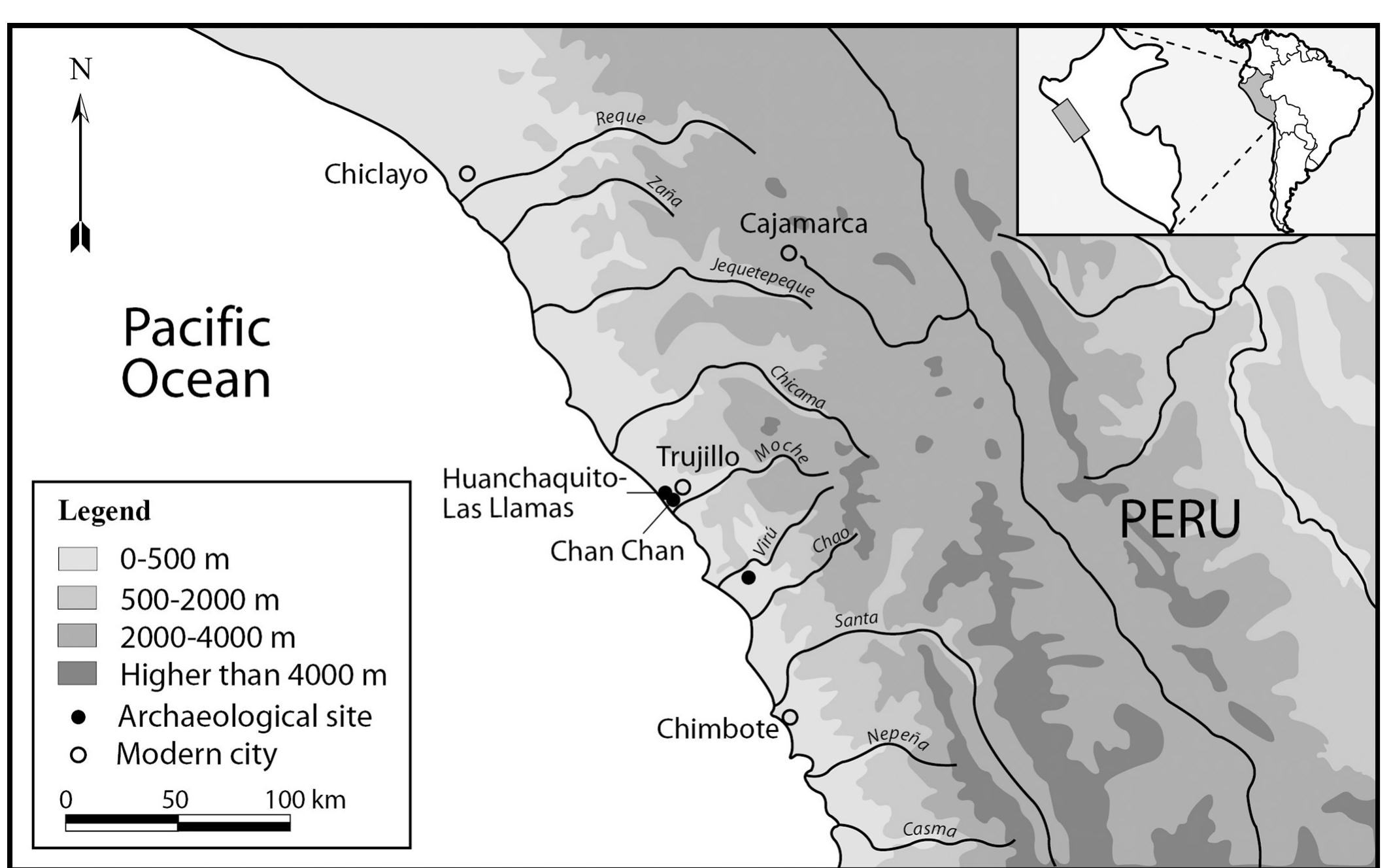 Map of the north coast of peru showing the extent of the