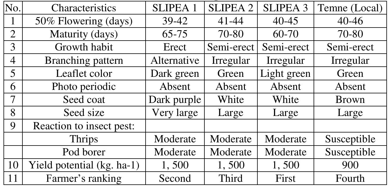 Characteristics of four cowpea varieties in sierra leone