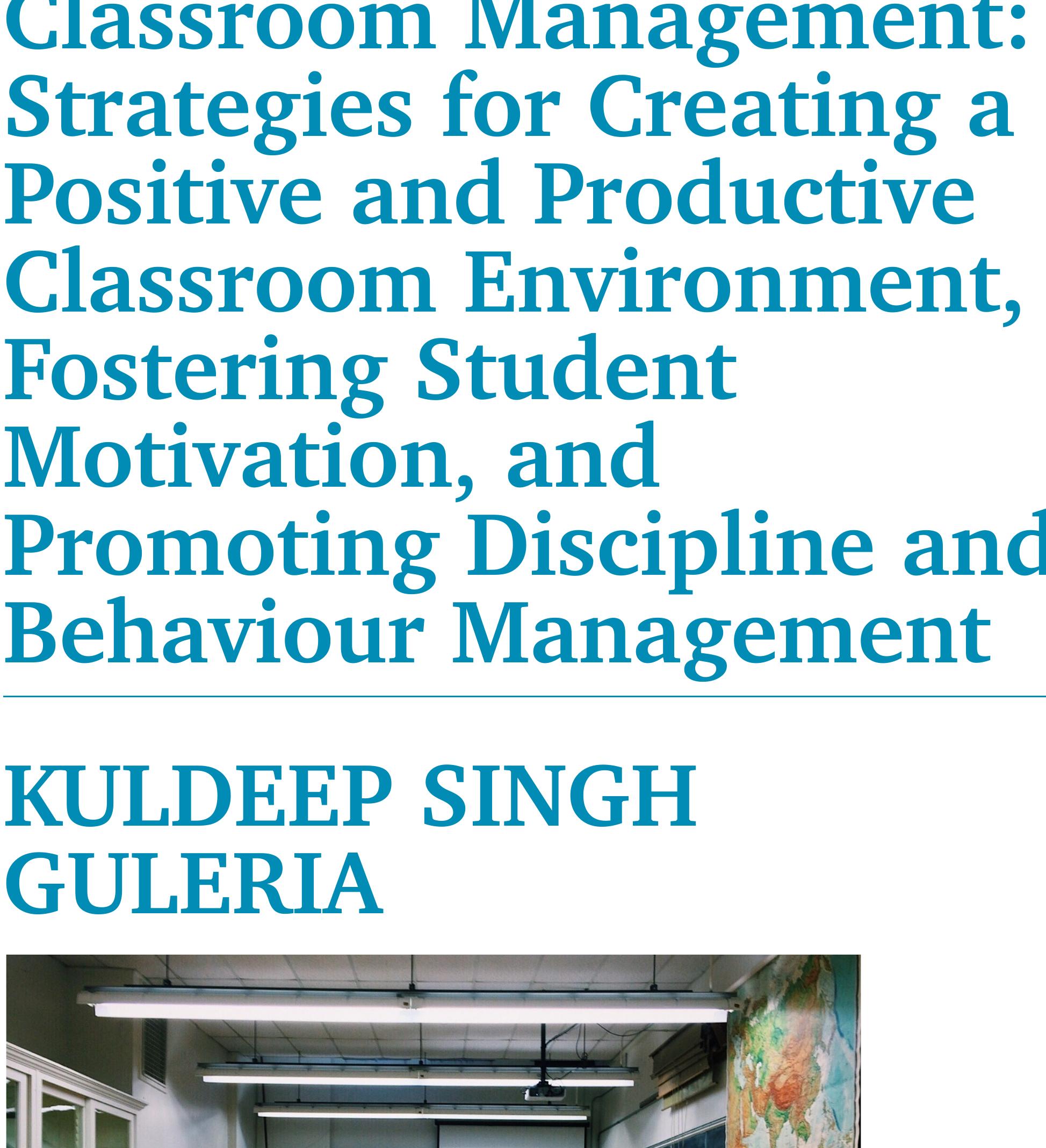 (PDF) Classroom Management: Strategies for Creating a Positive and ...