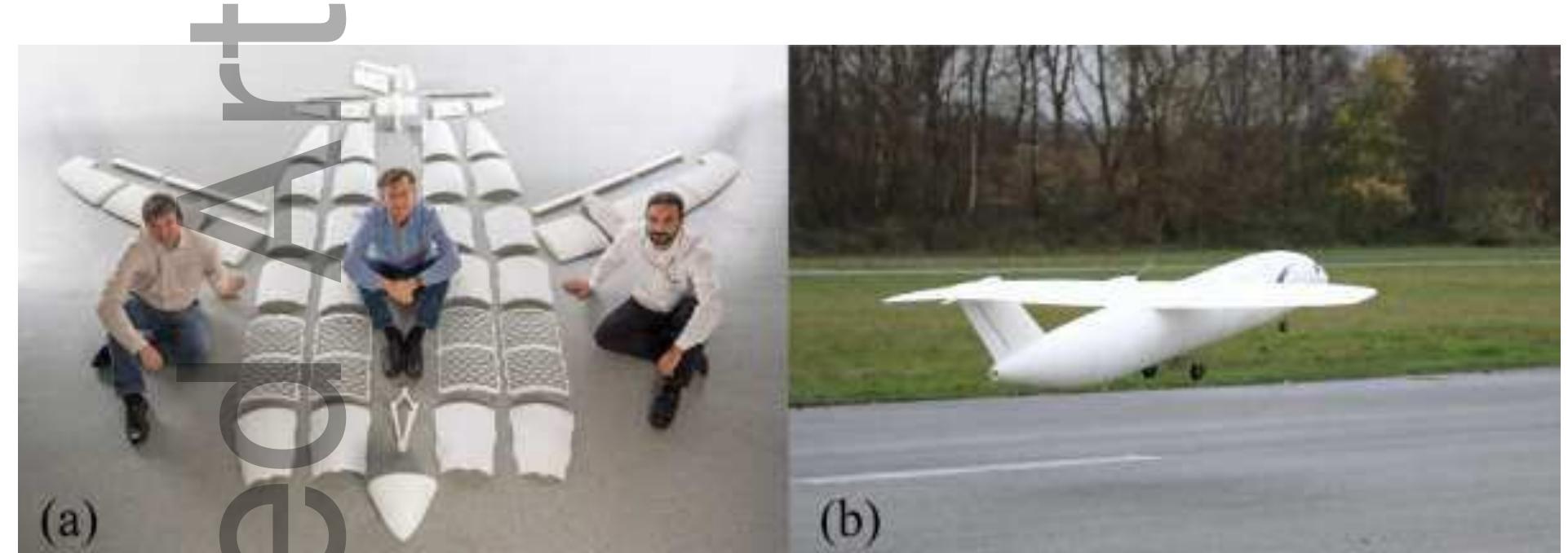 Airbus 3d printed thor uav in (a) dissembled form and (b)