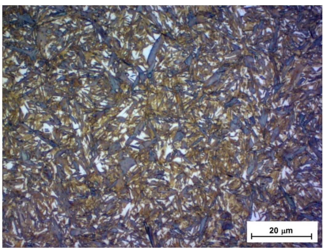 The microstructure of the carburized layer in the depth of