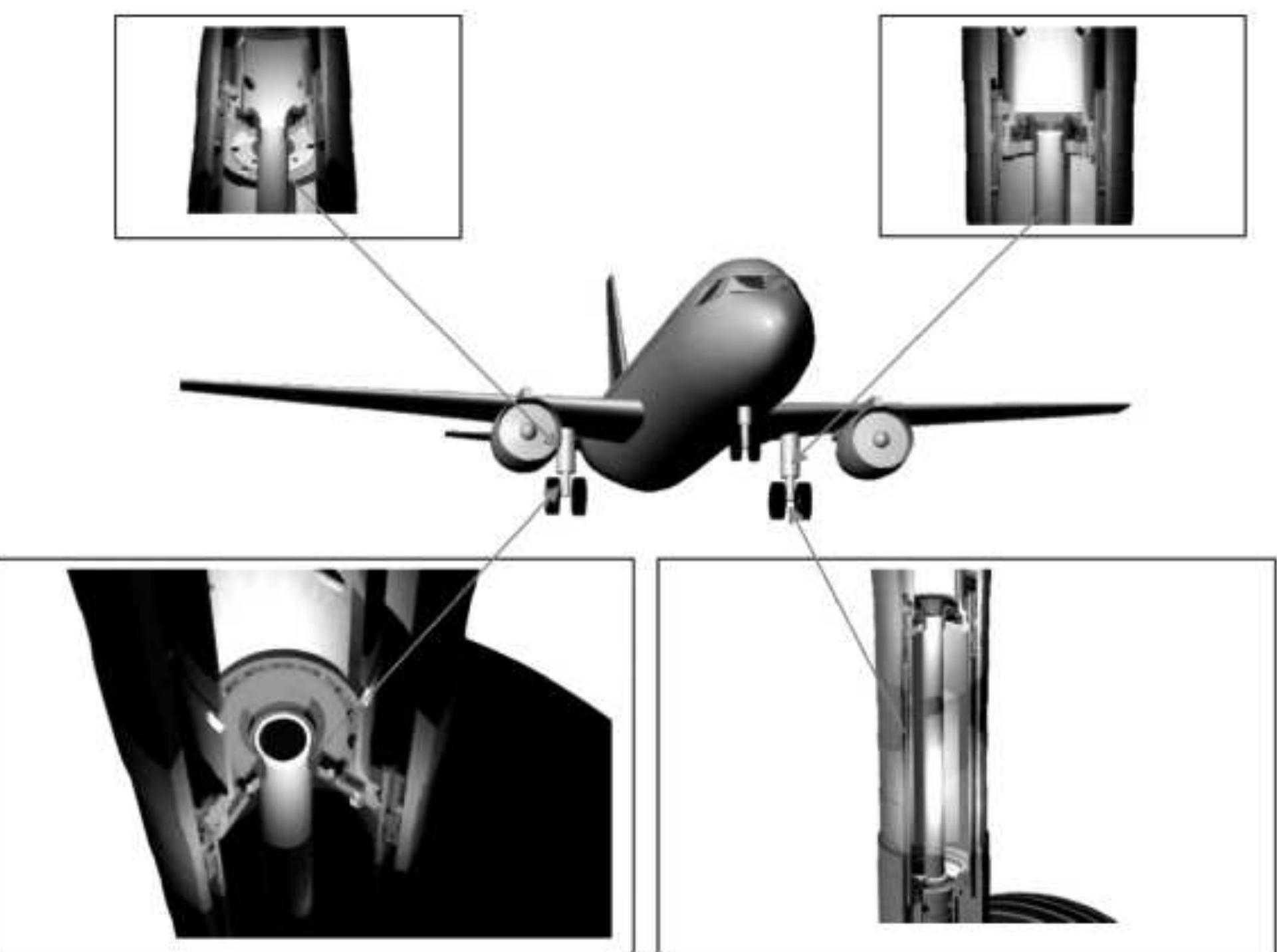 Schematic landing aircraft global multibody model and