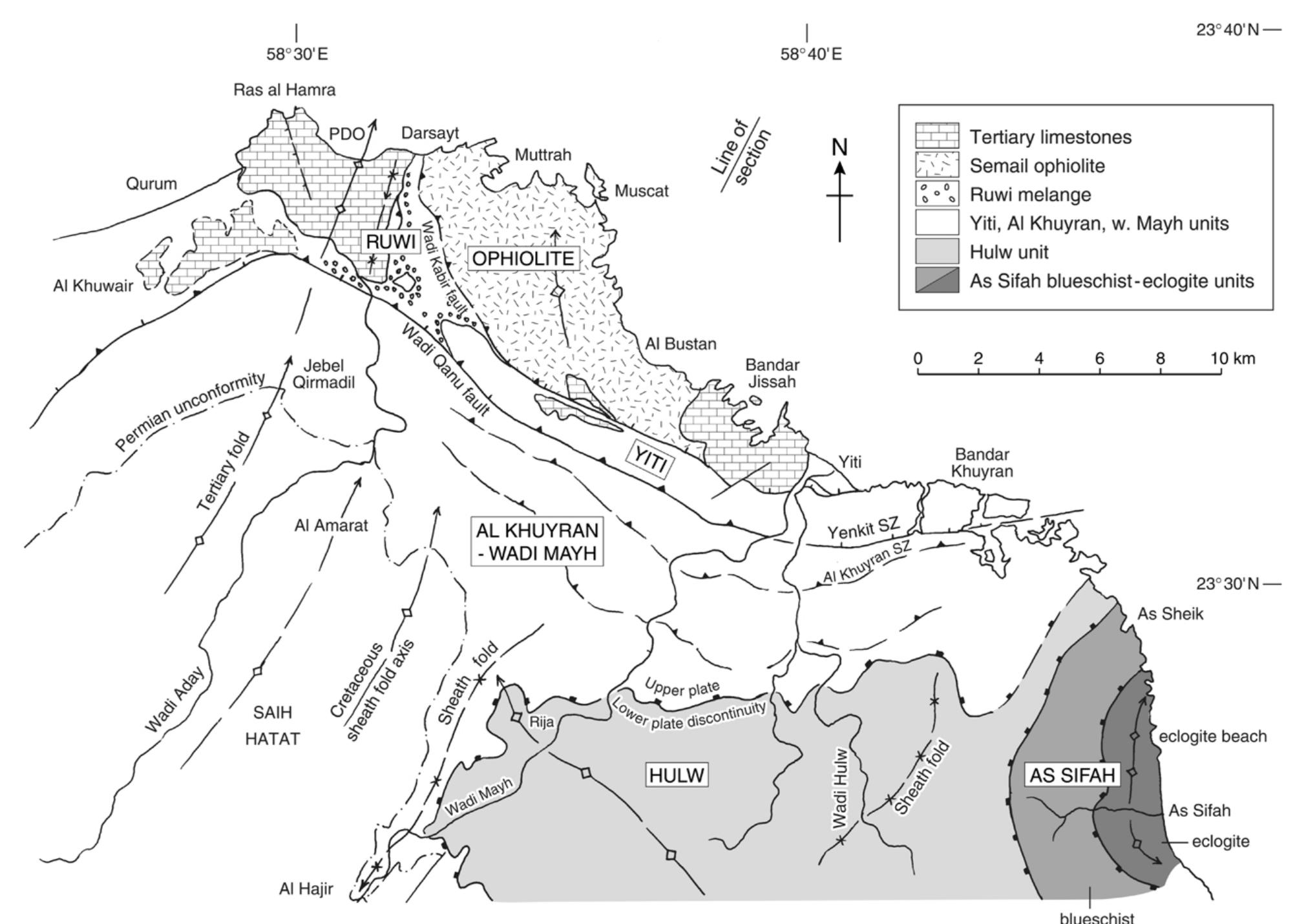 Geological sketch map of the northern part of saih hatat