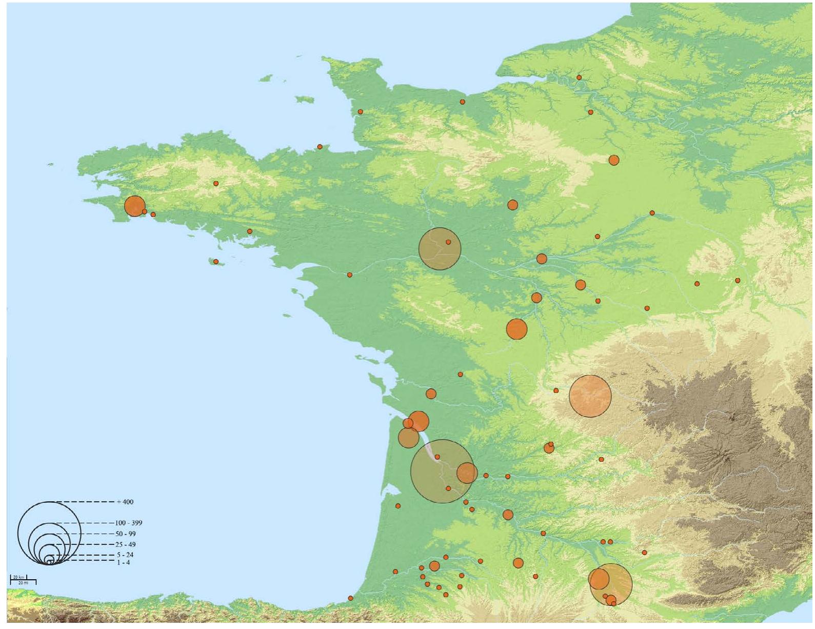 Density and distribution map of the pascual 1 amphorae in