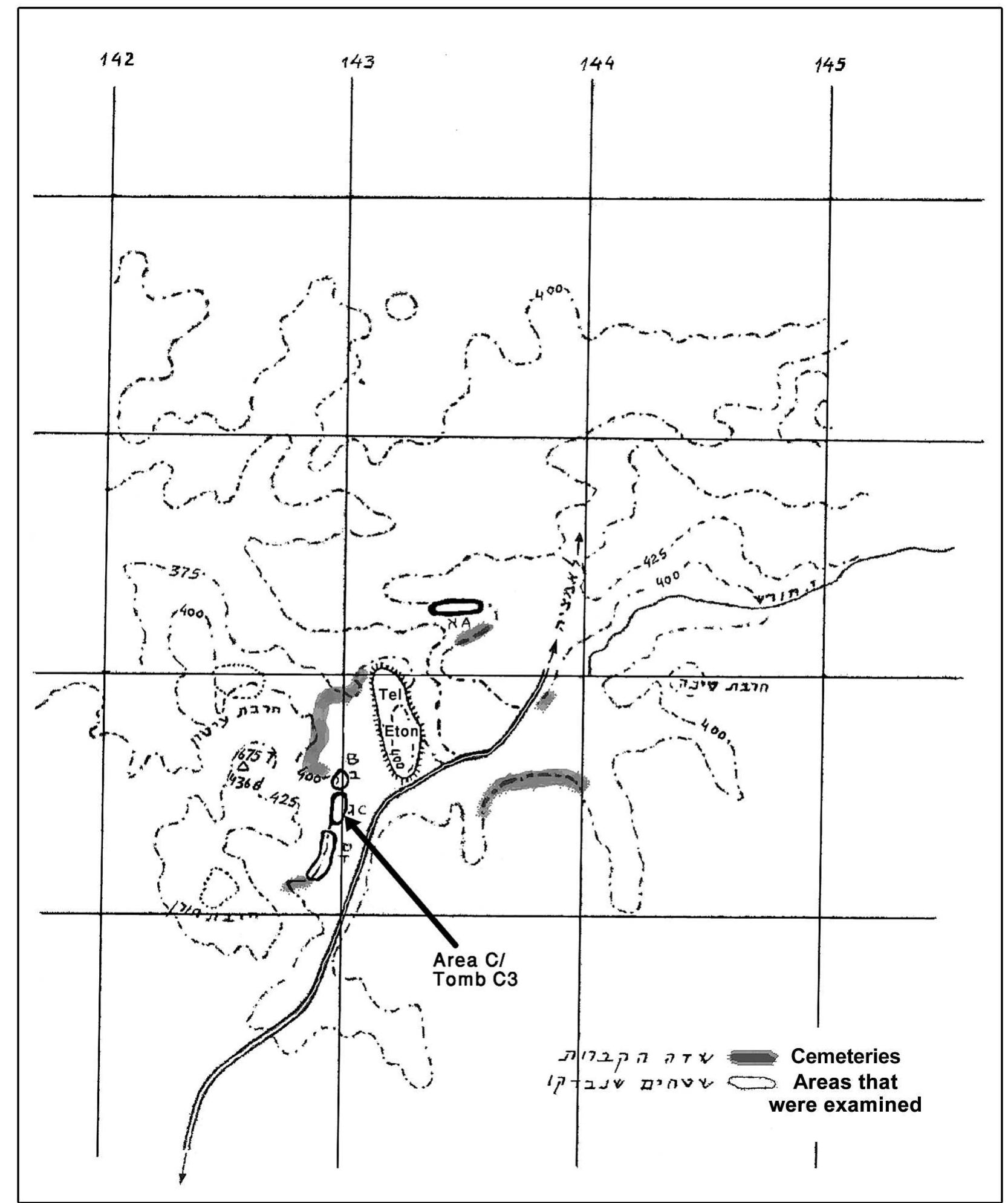 Schematic map (adapted from the map created in 1968) showing