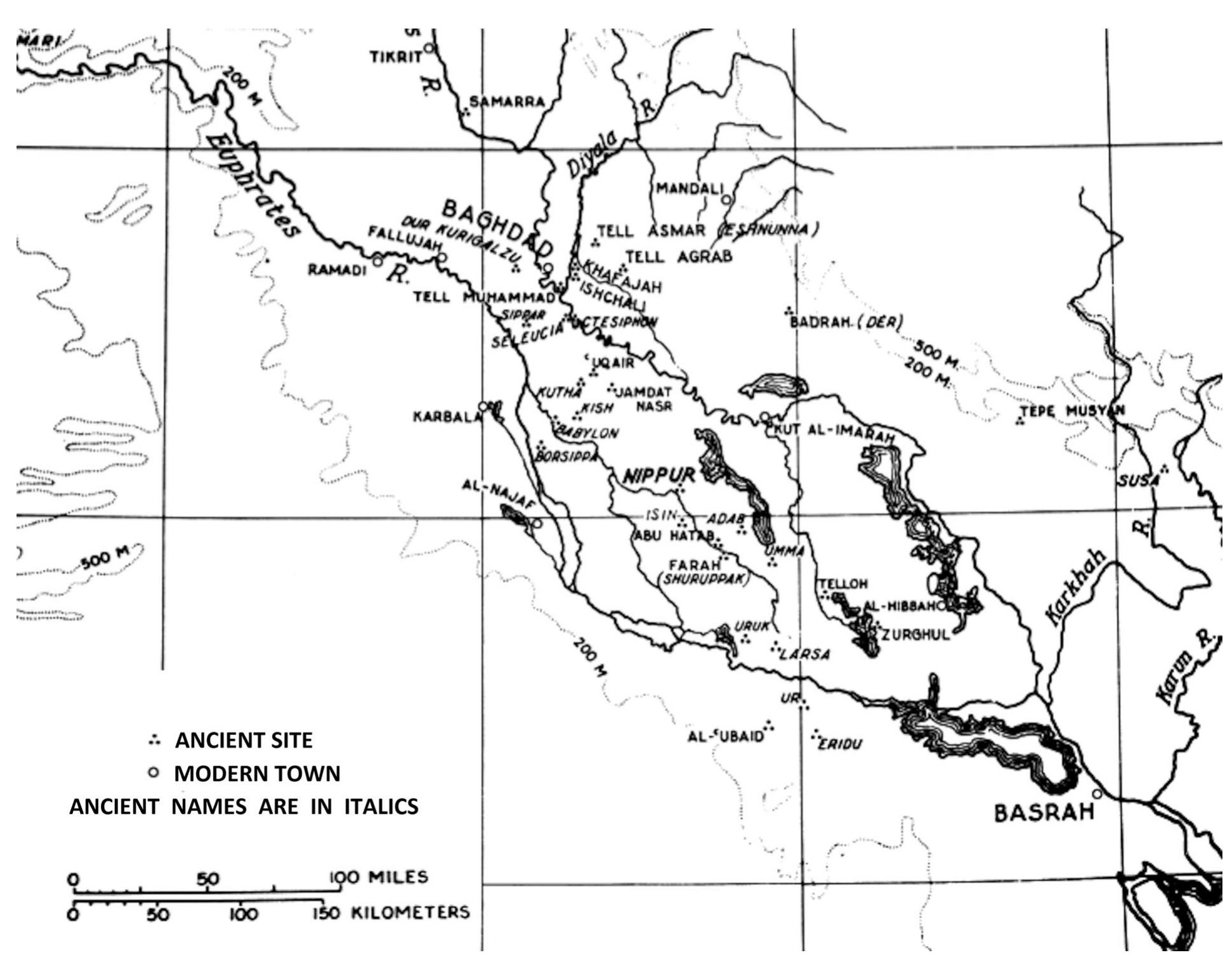 1. map of central and southern mesopotamia showing ancient
