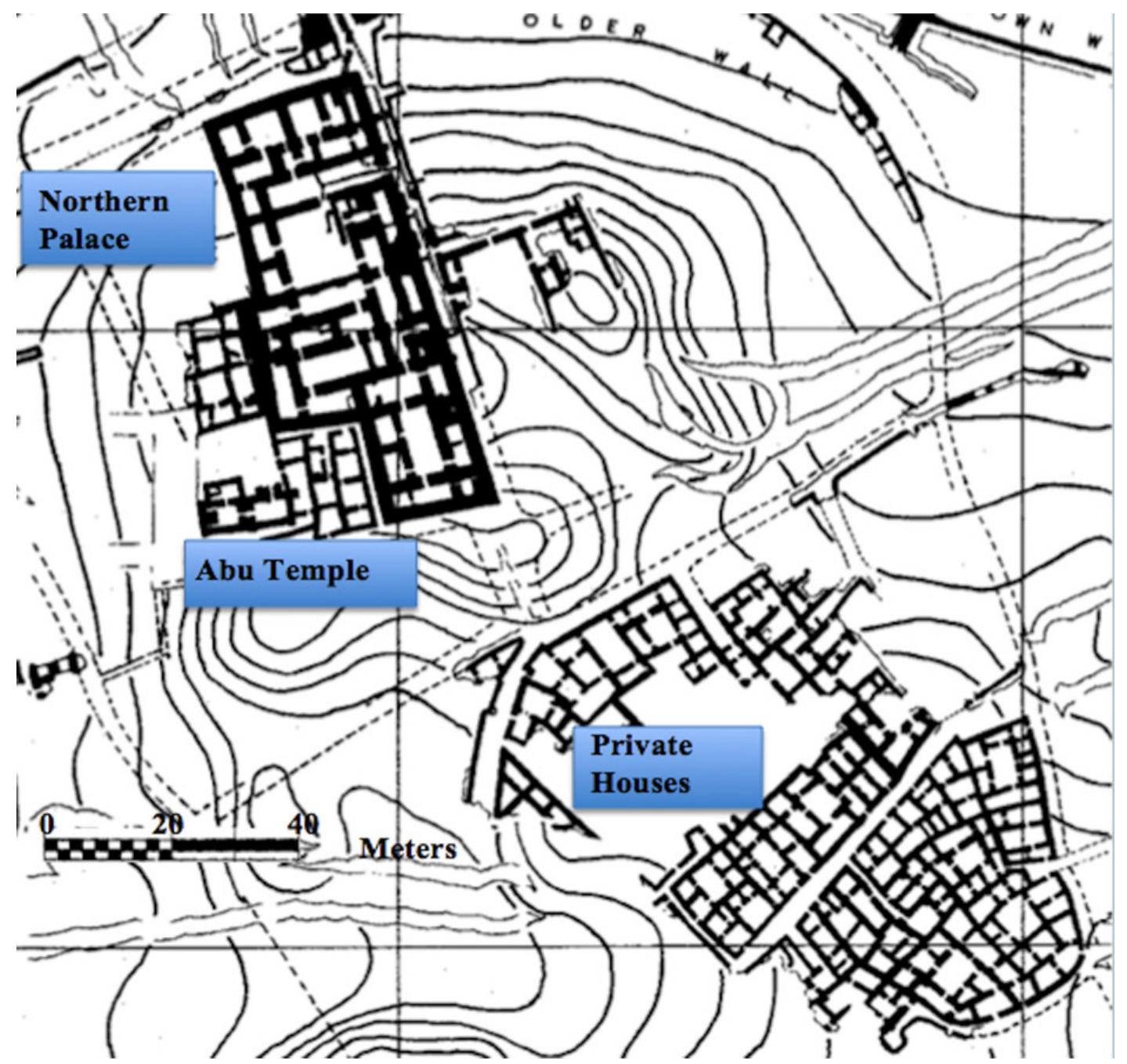 2. contour map of the northern palace area and abu temple