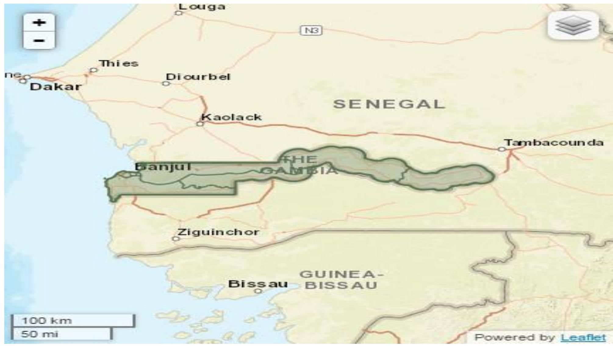 Map of the gambia: brief history, geography, and population.